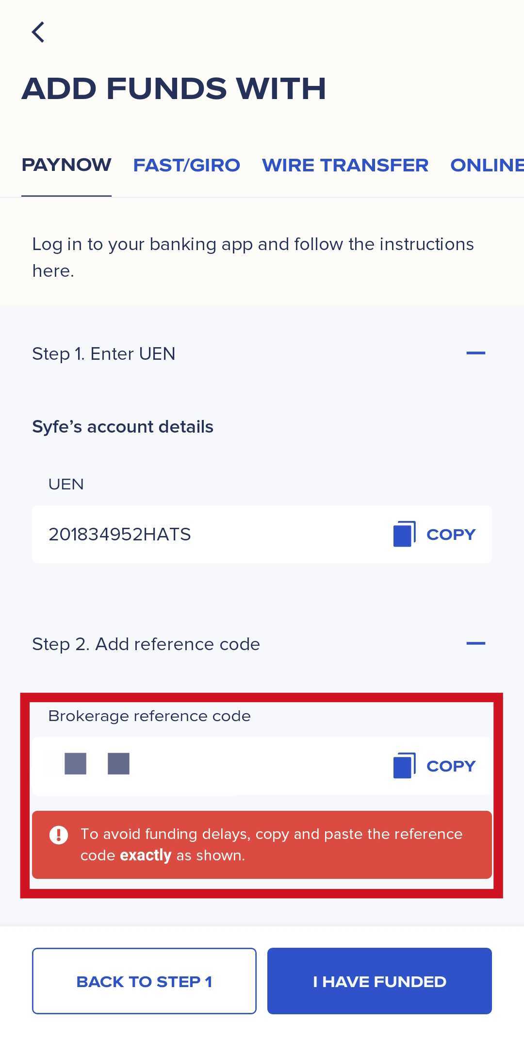 What do I do if I made a transfer via PayNow but did not input the ...