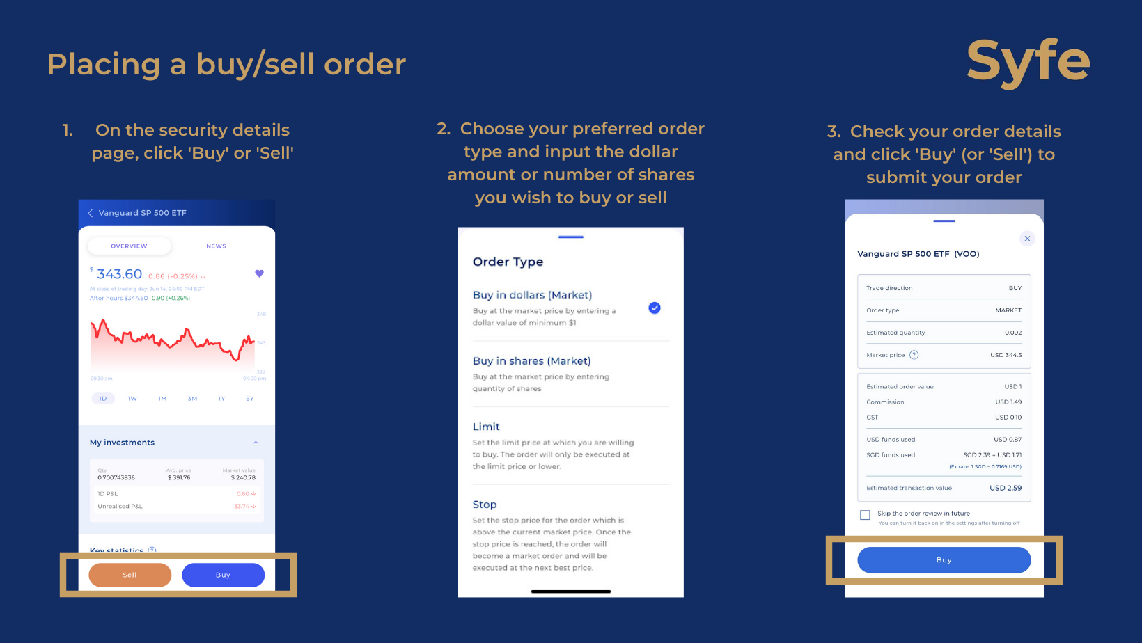 Placing an Order – Syfe